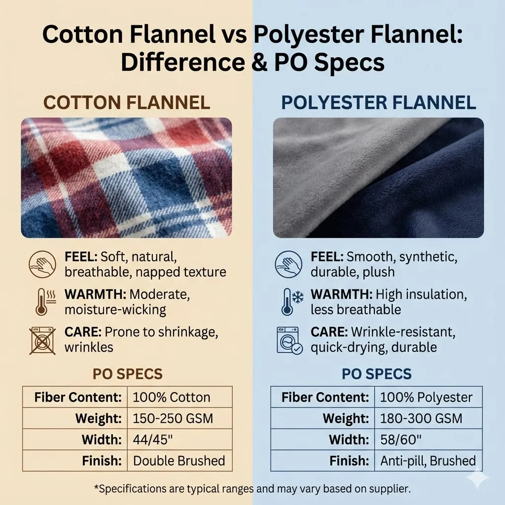 Franela de algodón vs. franela de poliéster: Diferencias y especificaciones
